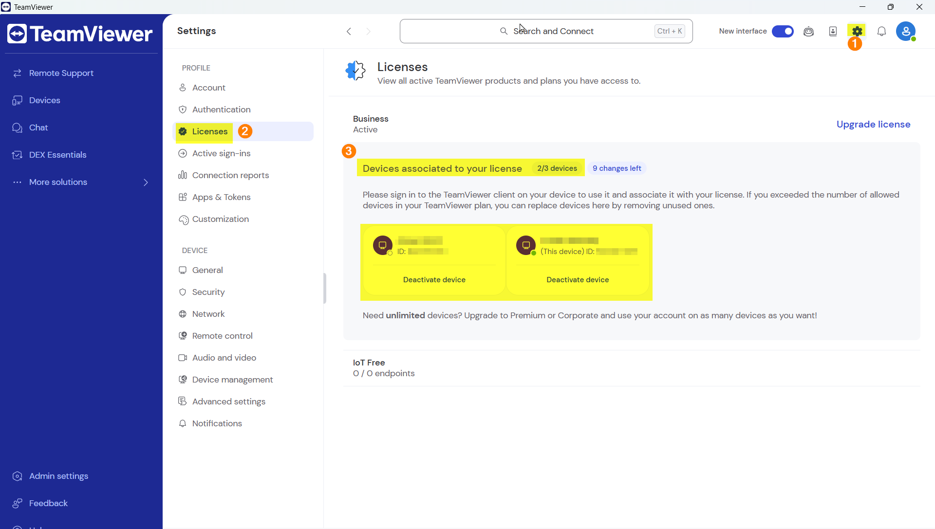 Business license and 3 seats (?) I think. - TeamViewer Community