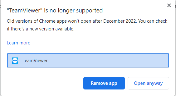 Chrome App Error Appearing — TeamViewer Support
