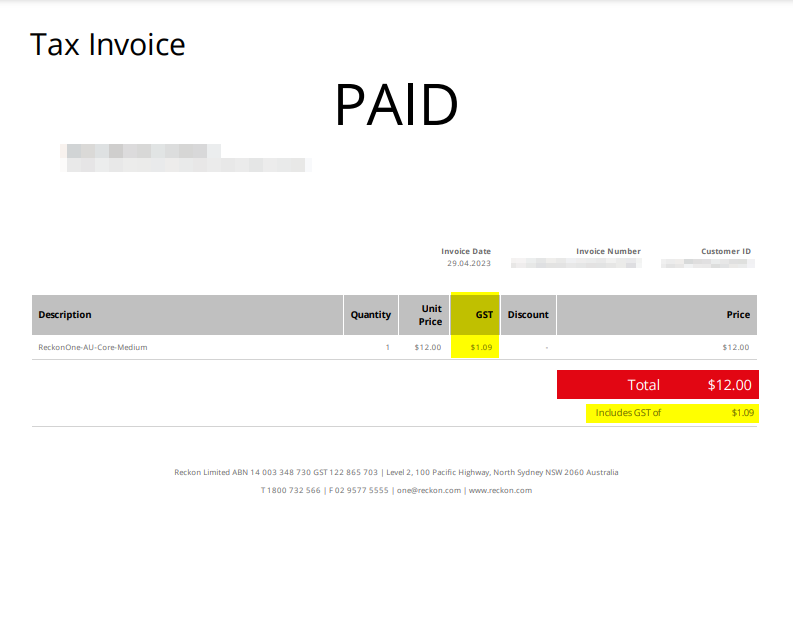 Is There GST On The Reckon Subscription I Am In Australia Reckon