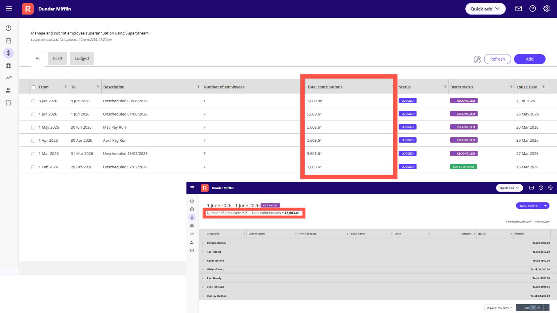 Total on SuperStream Page - Reckon Community