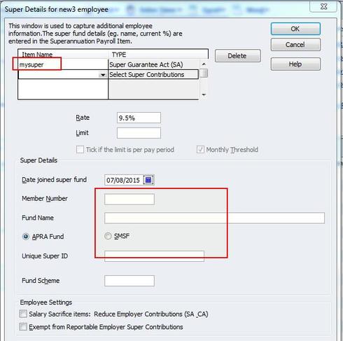 Superannuation details disappearing from employee information — Reckon Community
