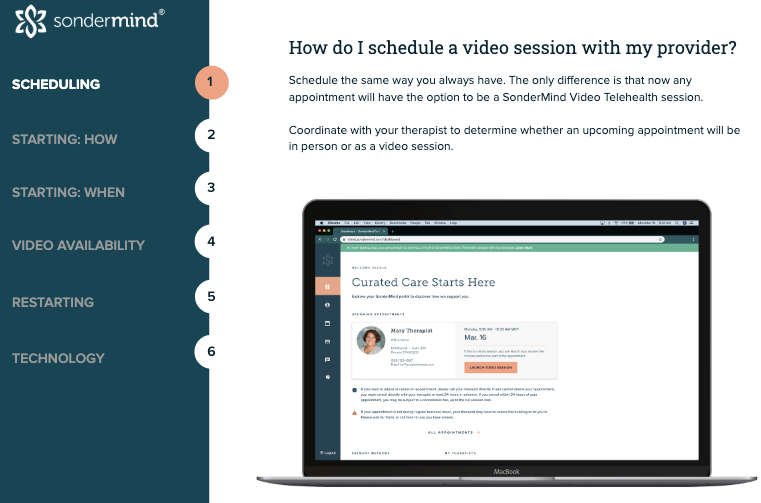 A Client's Perspective of SonderMind Video Telehealth