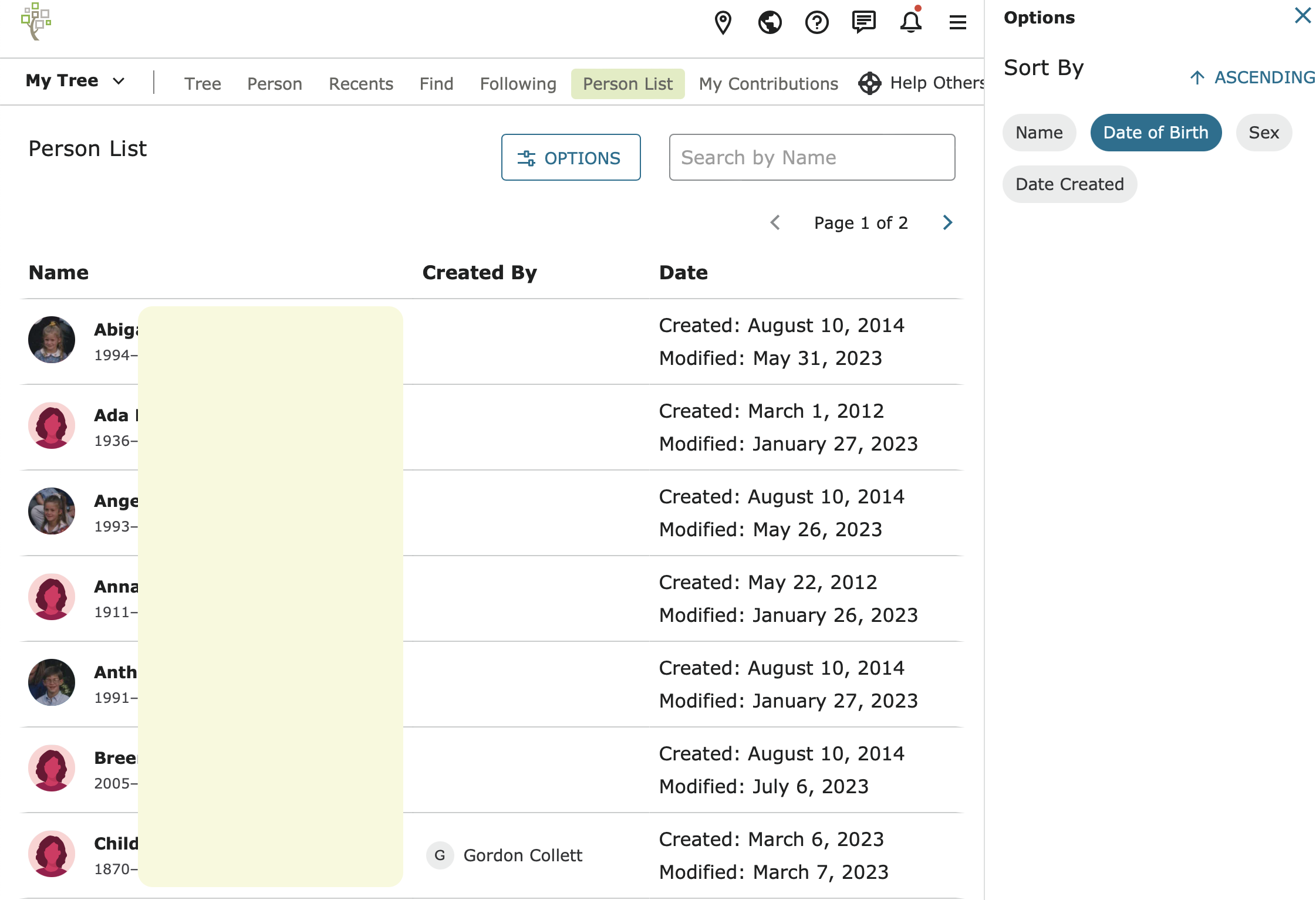 Person List Sort — FamilySearch Community