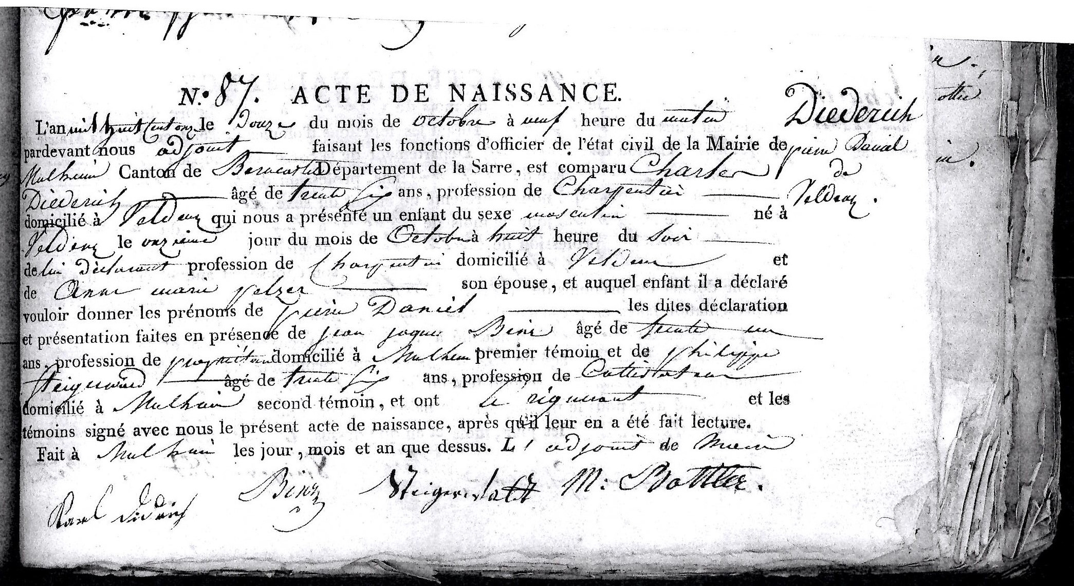 Translation Request: Complete French Birth Certificate for Diedrich ...