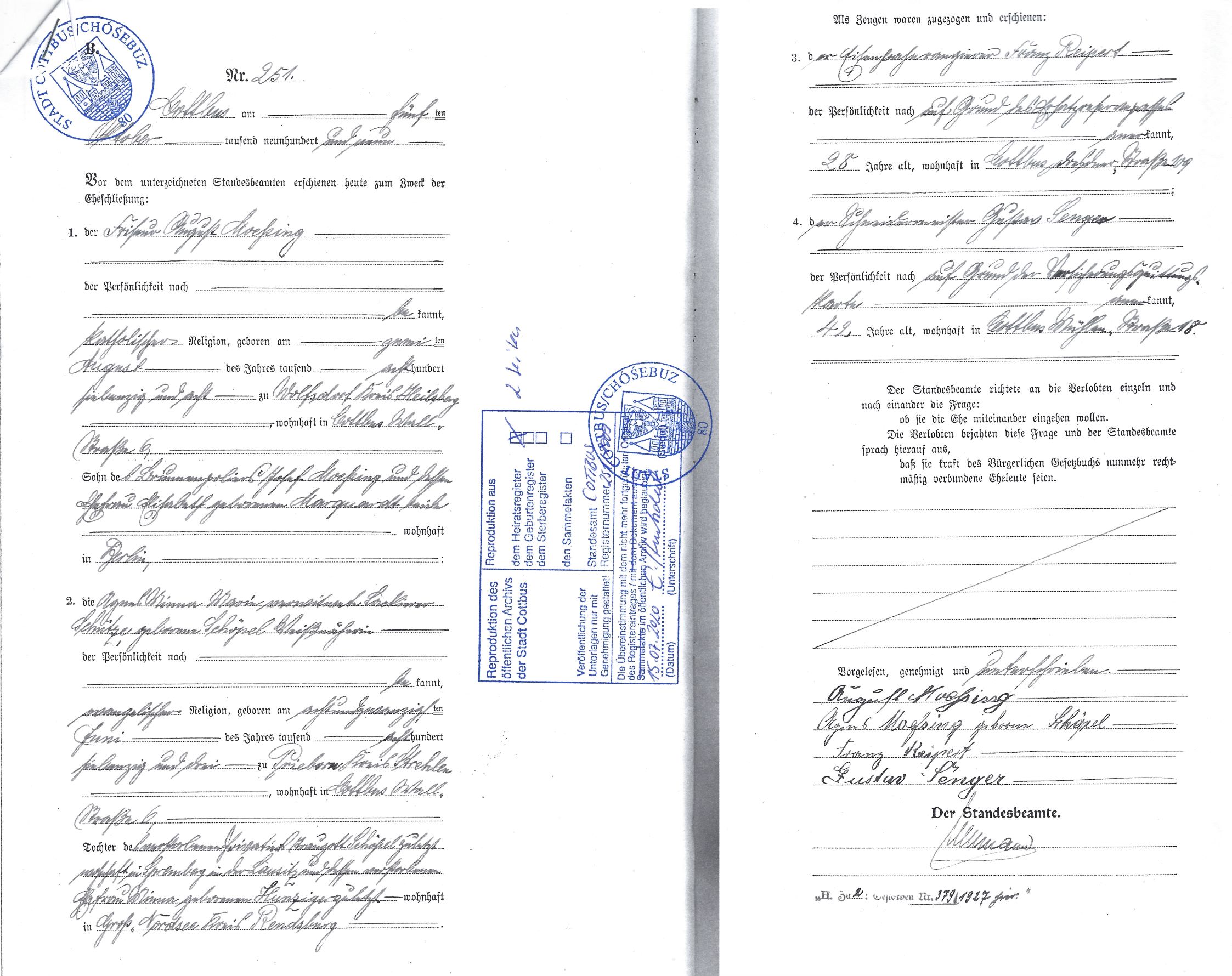 Translation of German marriage record please! — FamilySearch Community