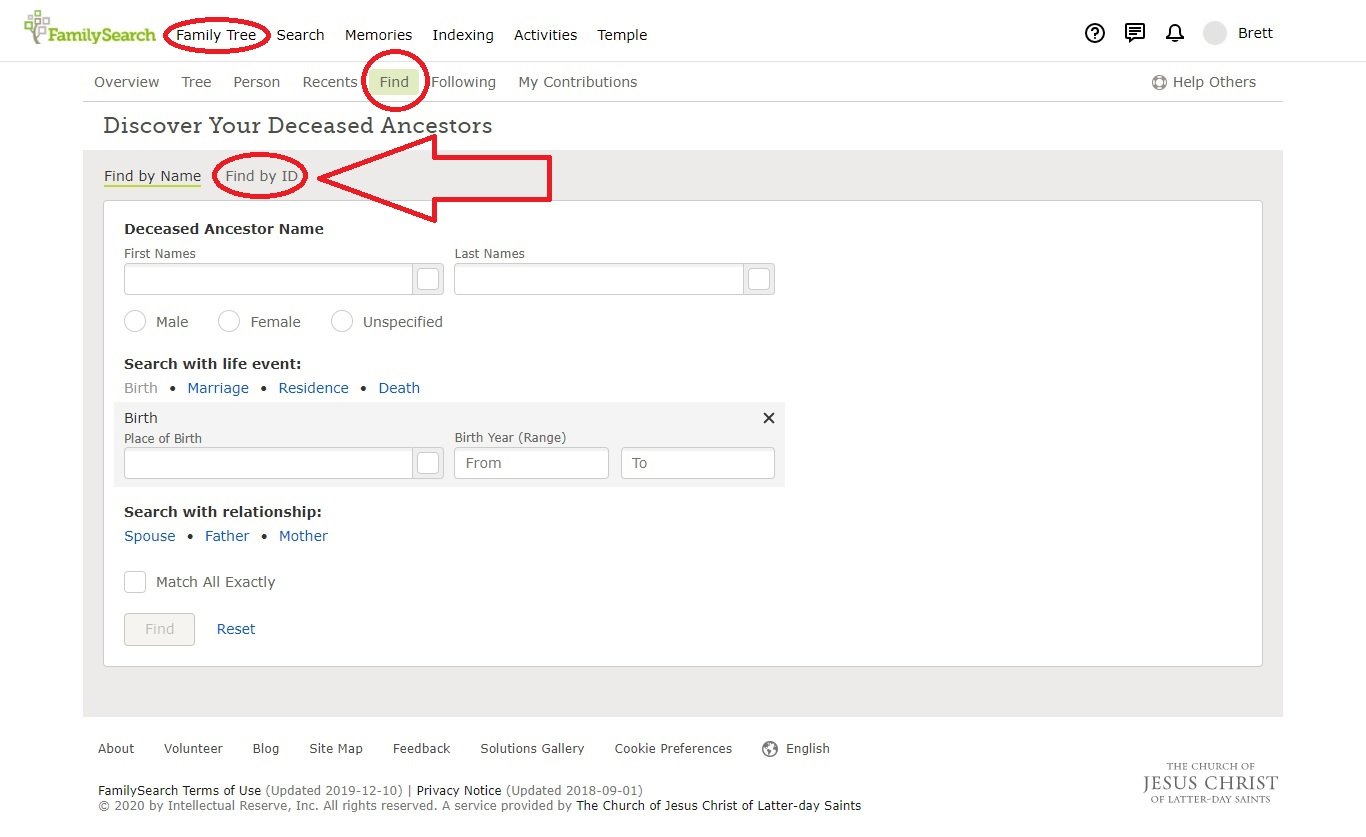 How do I search by ID number — FamilySearch Community