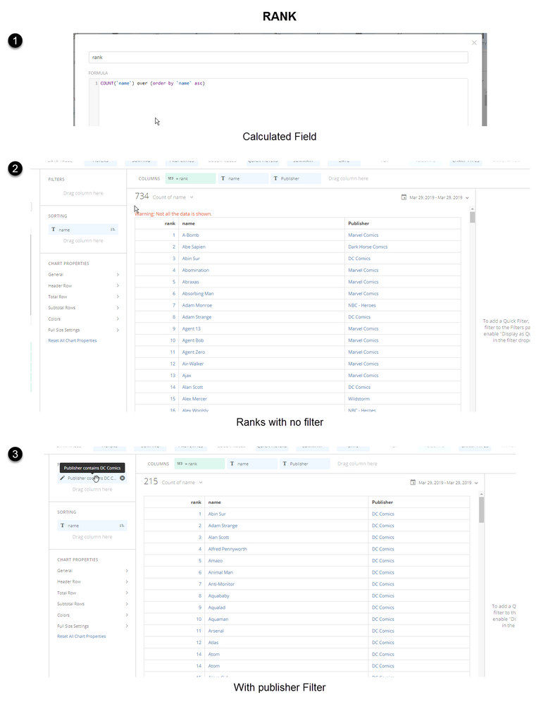 How To Add A Row Number That Changes Dynamically In Table Card Domo