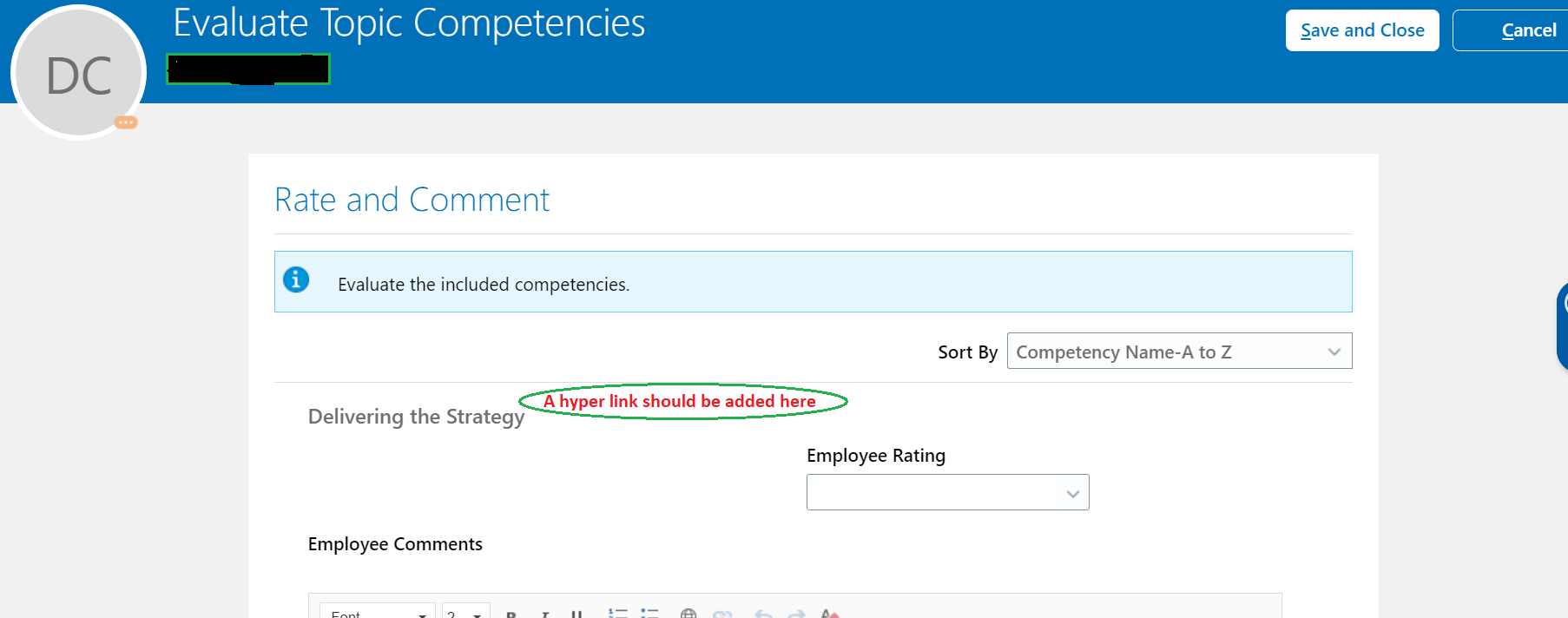 Using Page Composer Can We Just Add A Link To The Competencies Section 