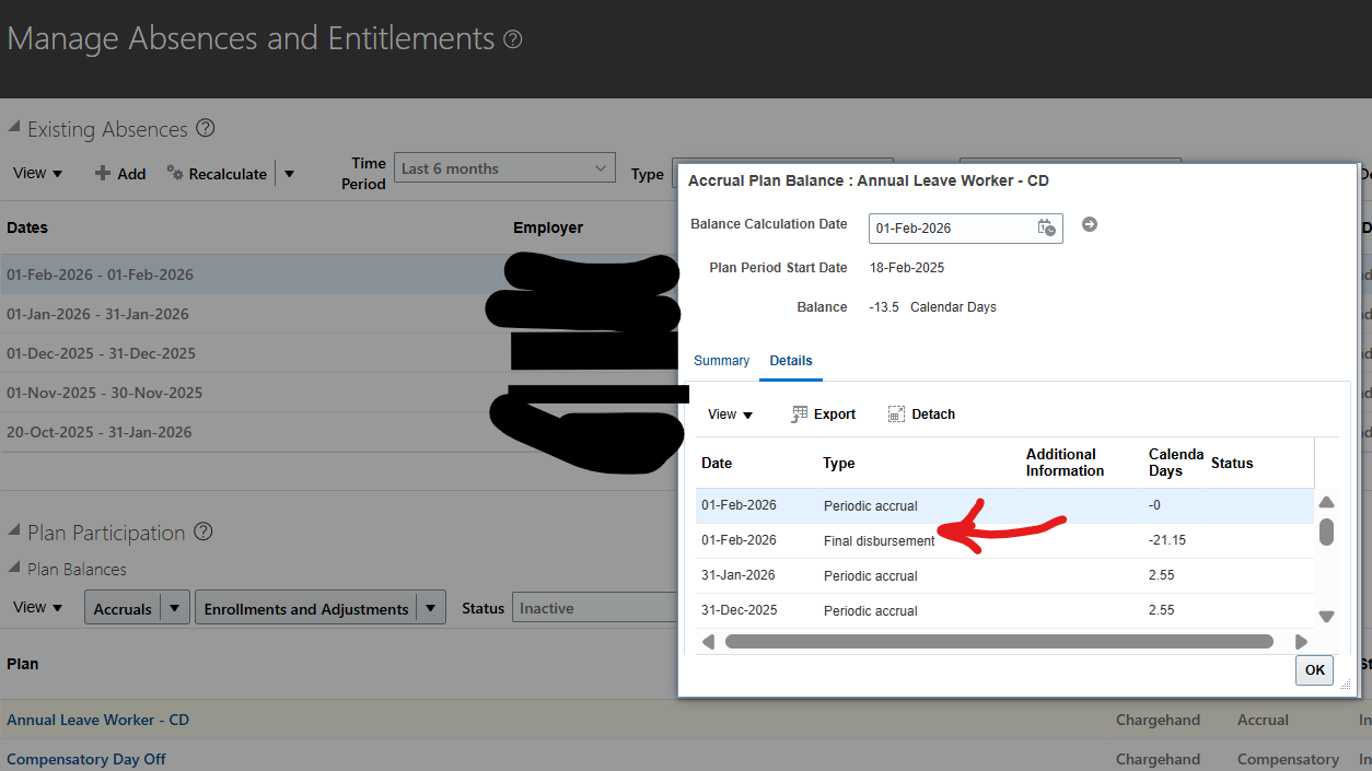 Is it possible to update final disbursement in absence plan using HDL ...