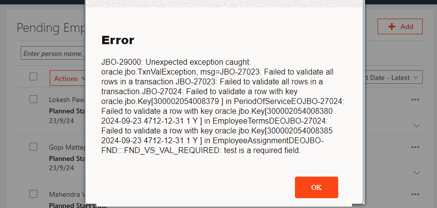 unable to quick convert pending worker to employee, receiving error ...