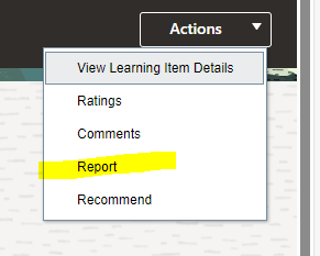 Is there a way to hide the Report selection on the View Learning Item ...