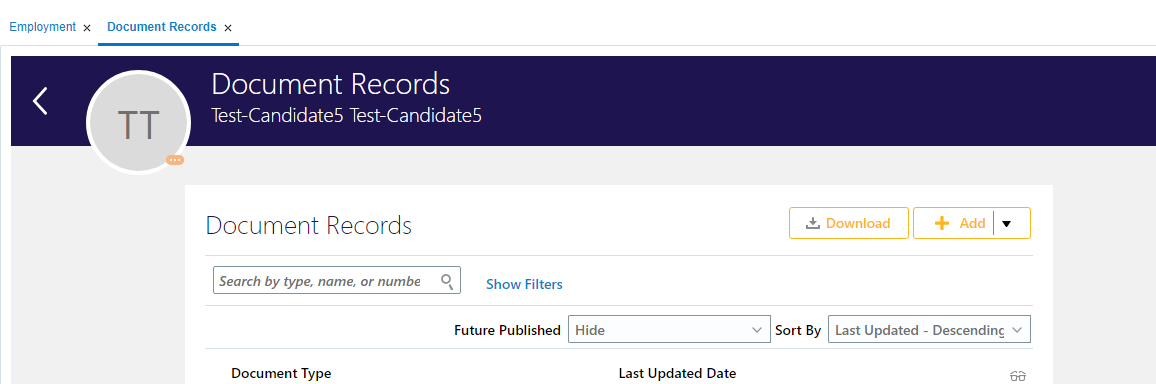 Pending workers access to download Document Record — Cloud Customer Connect