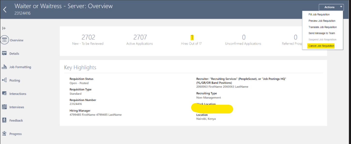 Disable Cancel Job Requisition Action Button On Requisition Page — Cloud Customer Connect