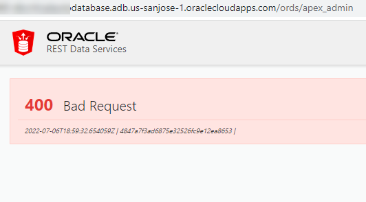 Launch APEX button results in 400 Bad Request Error on newly ...