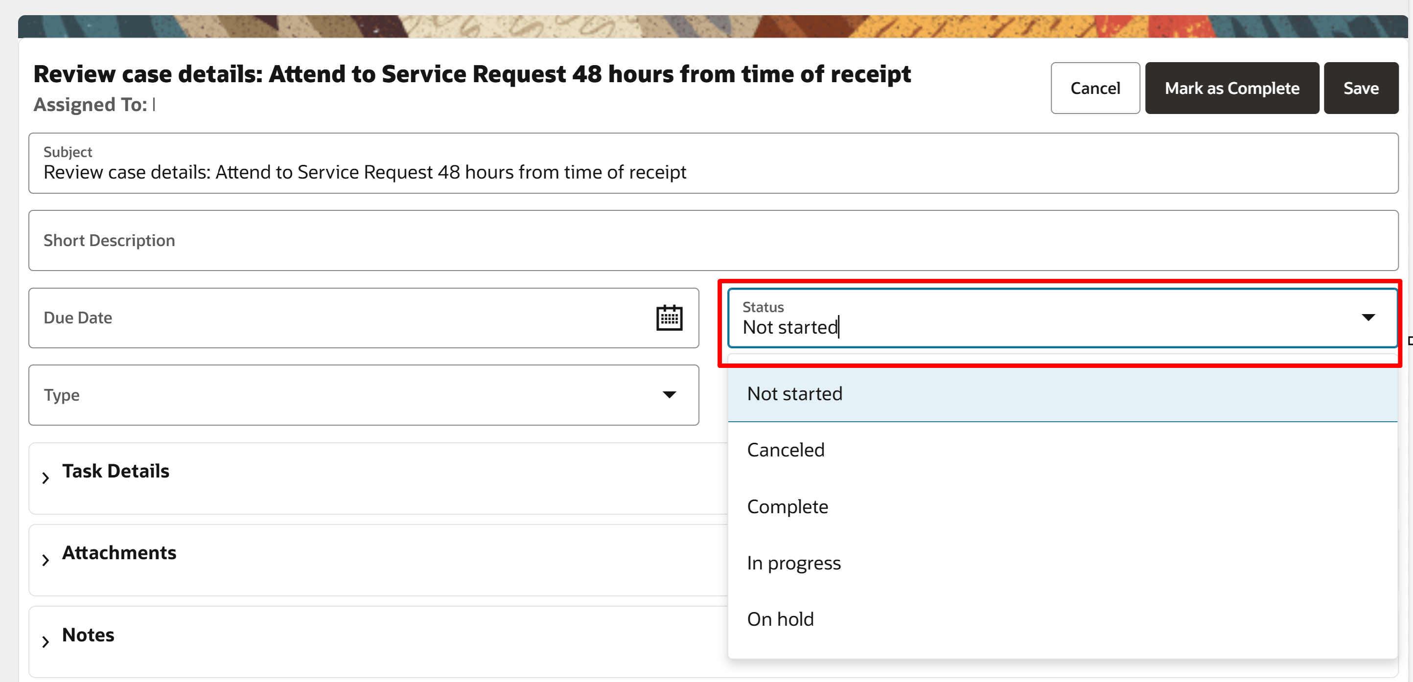 Is it possible to add a value to the Action 'Status' list of values — Cloud Customer Connect