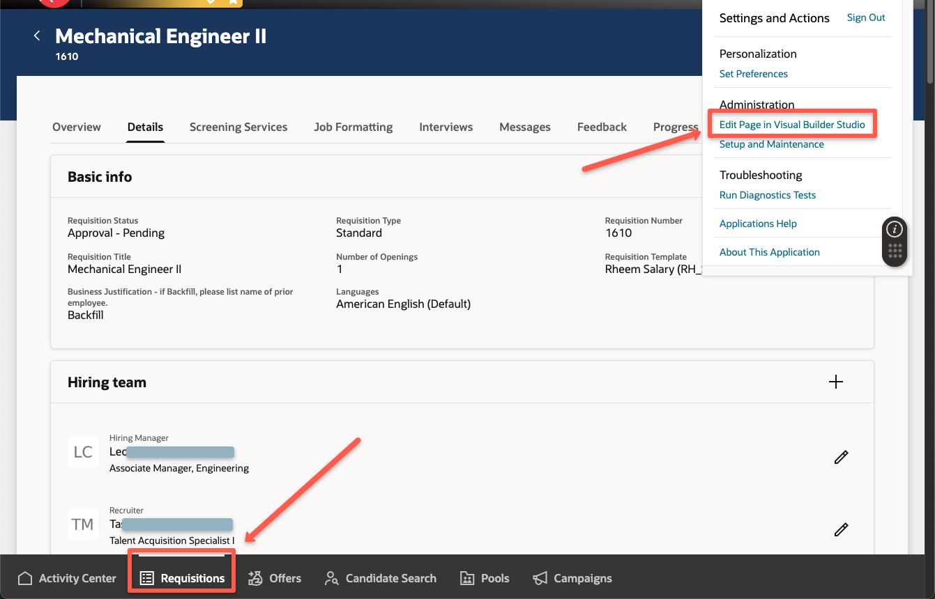 How to Edit Job Requisition Details Page with VBS? — Cloud Customer Connect