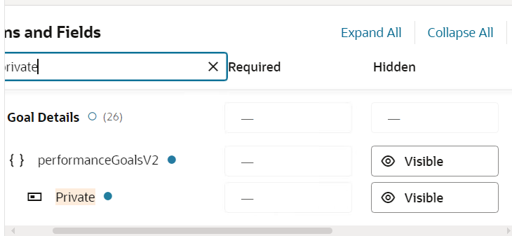 Private Goal Field Is Not Visible On Redwood Page — Cloud Customer Connect