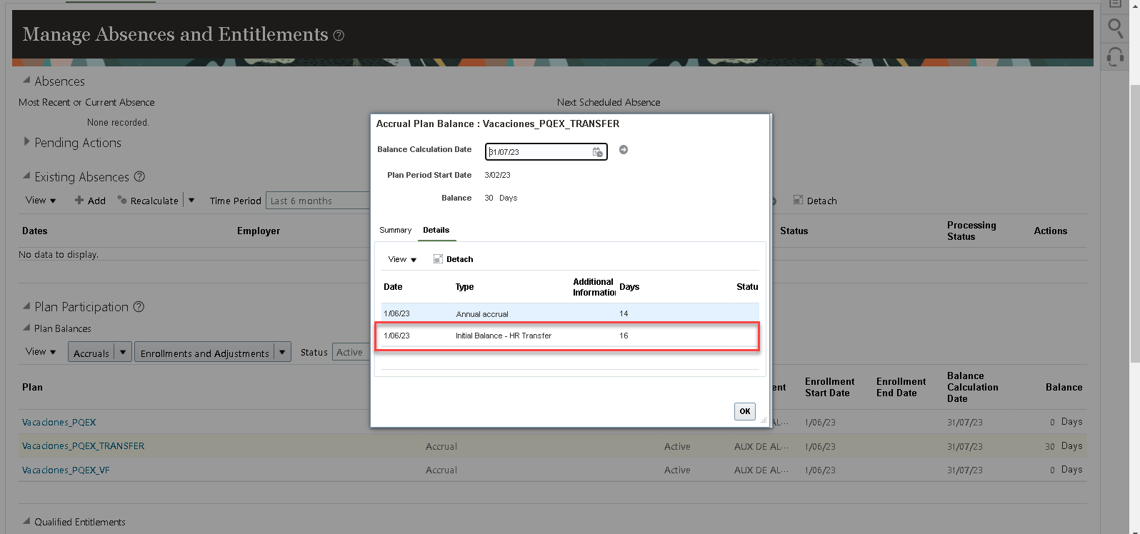 How to make a vacation balance transfer when there is a global transfer ...