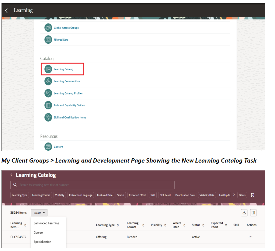 25D: Not able to get the "Learning Catalog" under Catalog in Learn ...