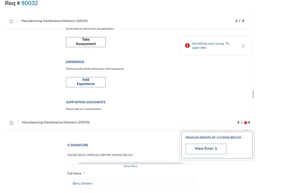 Something Went Wrong Try Again later error on assessment — Cloud ...