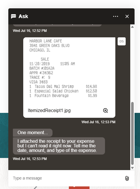 Oracle Fusion Expense Assistant not able to read receipt — Cloud Customer Connect