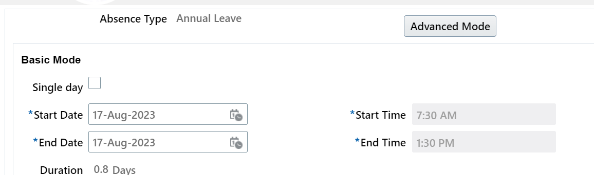 Absence Duration should calculate based on Start & End Date not Based on Shift Timings — Cloud ...