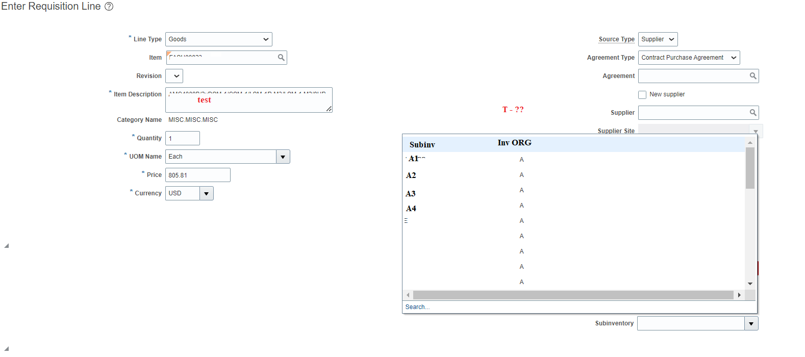Selecting subinventory for Different Inventory Organizations in Requisition Creation — Cloud ...