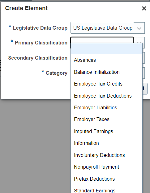 Table storing primary and secondary classification combination for US ...