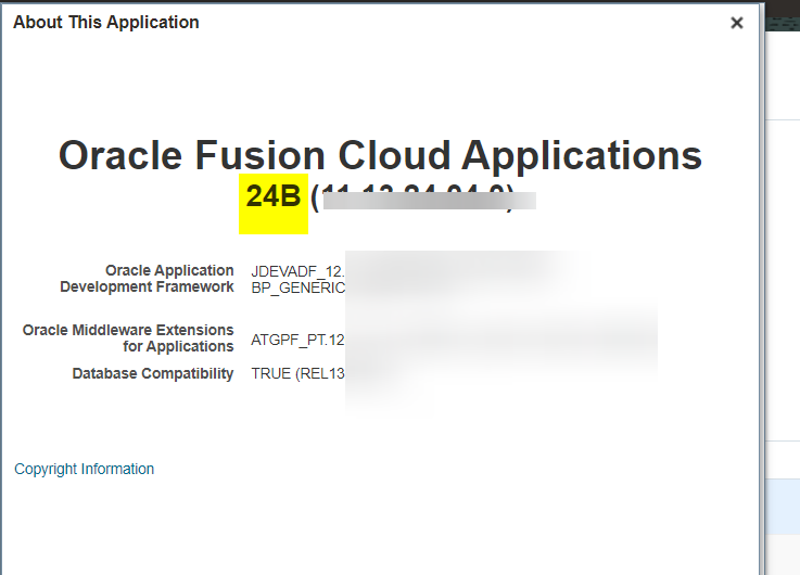 How to view more details about version of Oracle SaaS application ...