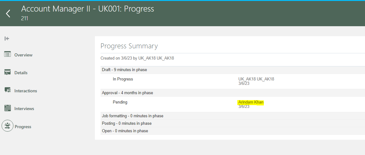 Job Requisition Progress Tab Is Not Showing Correct Approver — Cloud Customer Connect