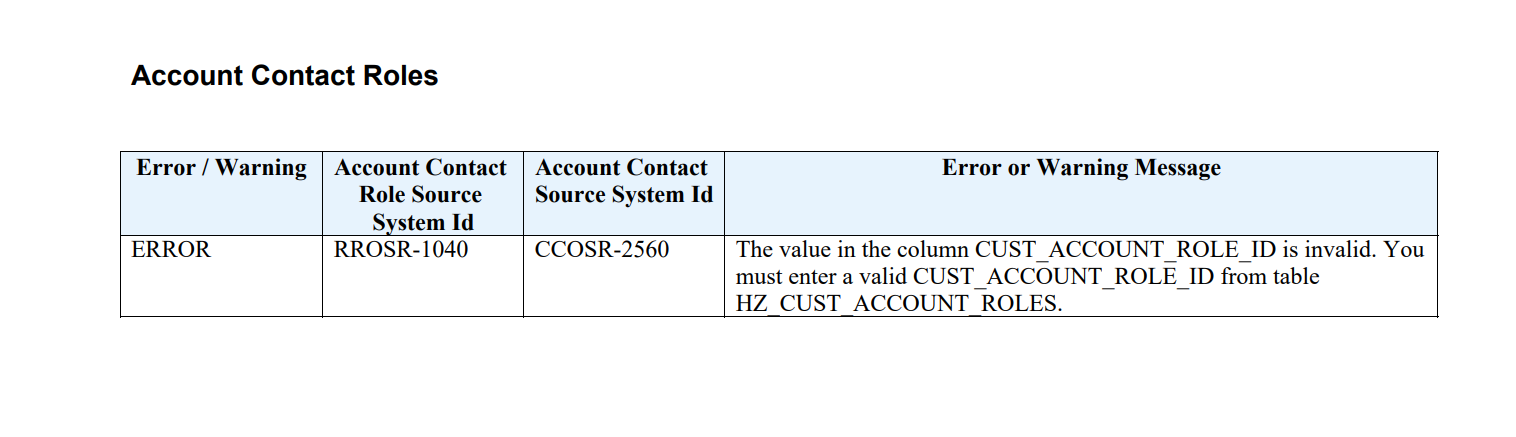 How To Resolve Fbdi Error Of Customer Load Cust Account Role Id Is Invalid — Cloud Customer Connect