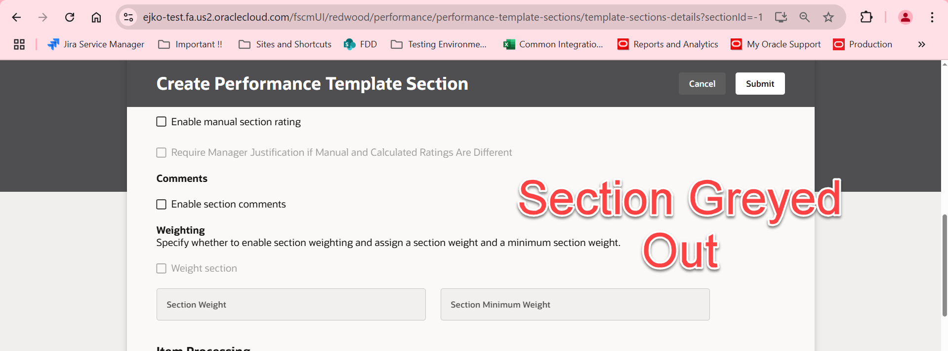 25A - Cannot Edit Performance Template Section Weights — Cloud Customer Connect
