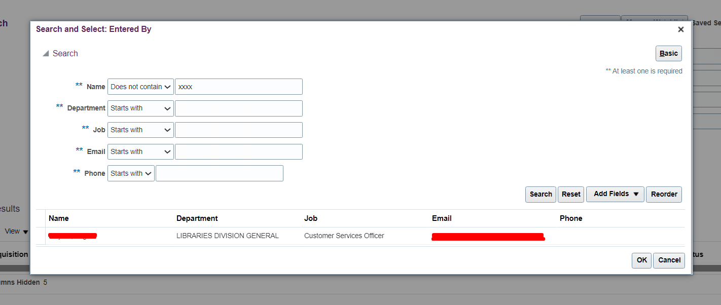What Privilege Allows A User To View Lov For The Entered By Field On Manage Requisitions Page