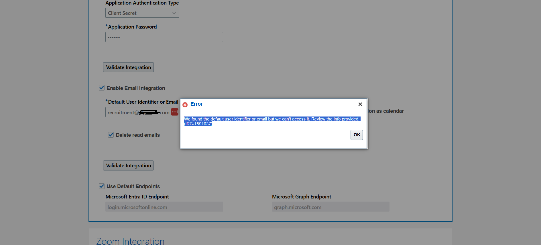 We found the default user identifier or email but we can't access it. Review the info provided ...