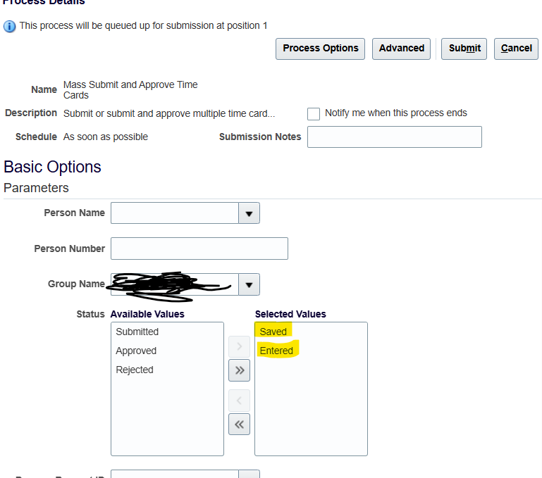 Mass submit and Approve time cards process not picking time cards ...