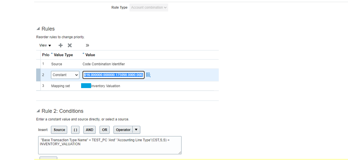 How to use account rule condition to override inv val account using ...