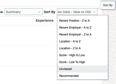 Understanding the "Recommended" Sort Option in Oracle Recruiting Cloud — Cloud Customer Connect