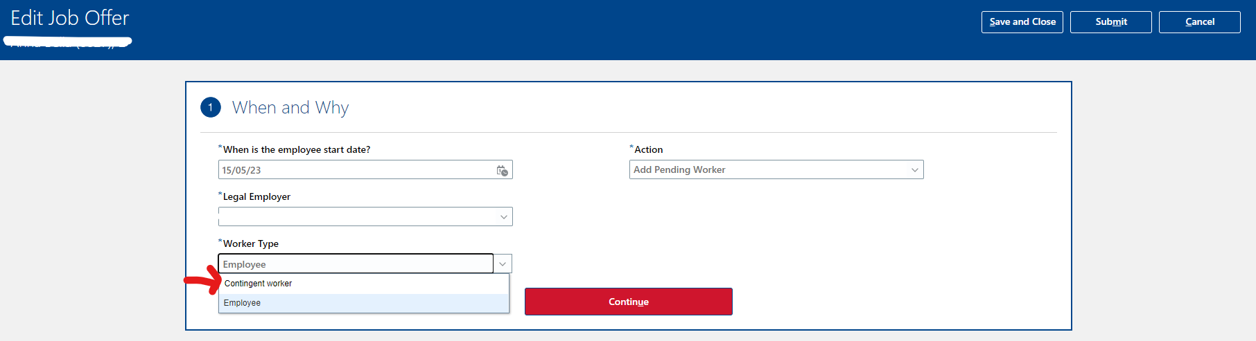 Make a change in the Worker Type list of values when creating the Job ...