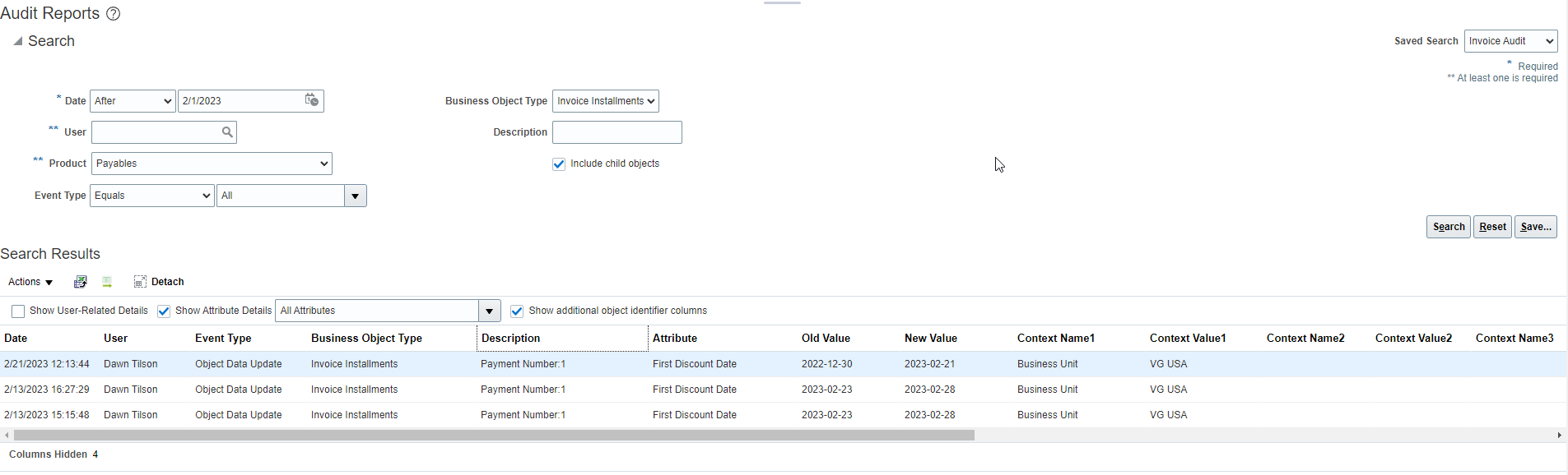 For the Payables Audit Report, is there a way to display invoice number or ID in report? — Cloud ...
