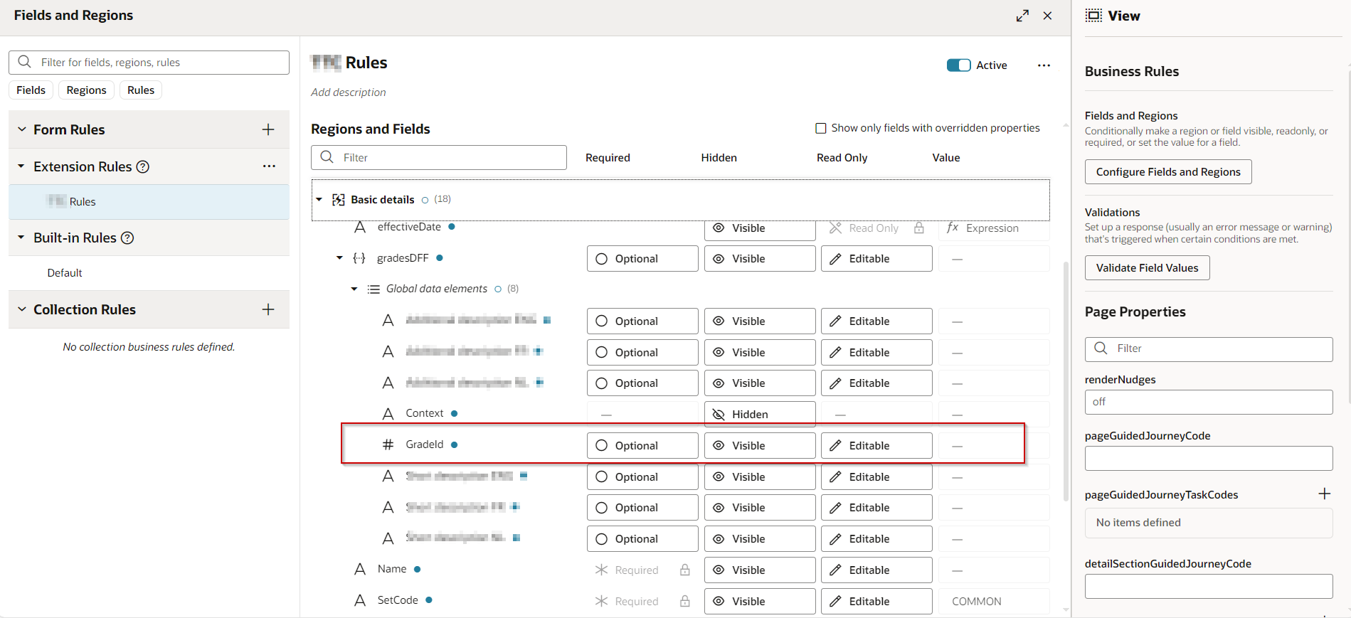 What is the GradeId field that is shown in VBS Regions and Fields on ...