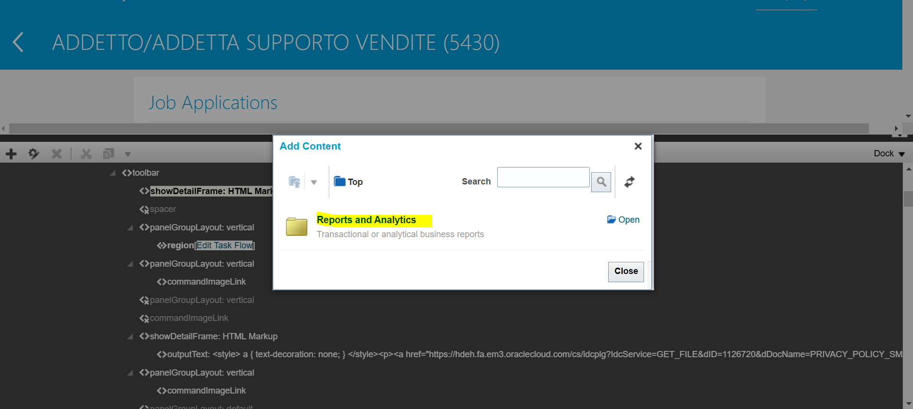 How to add a new HTML mark up with page composer — Cloud Customer Connect