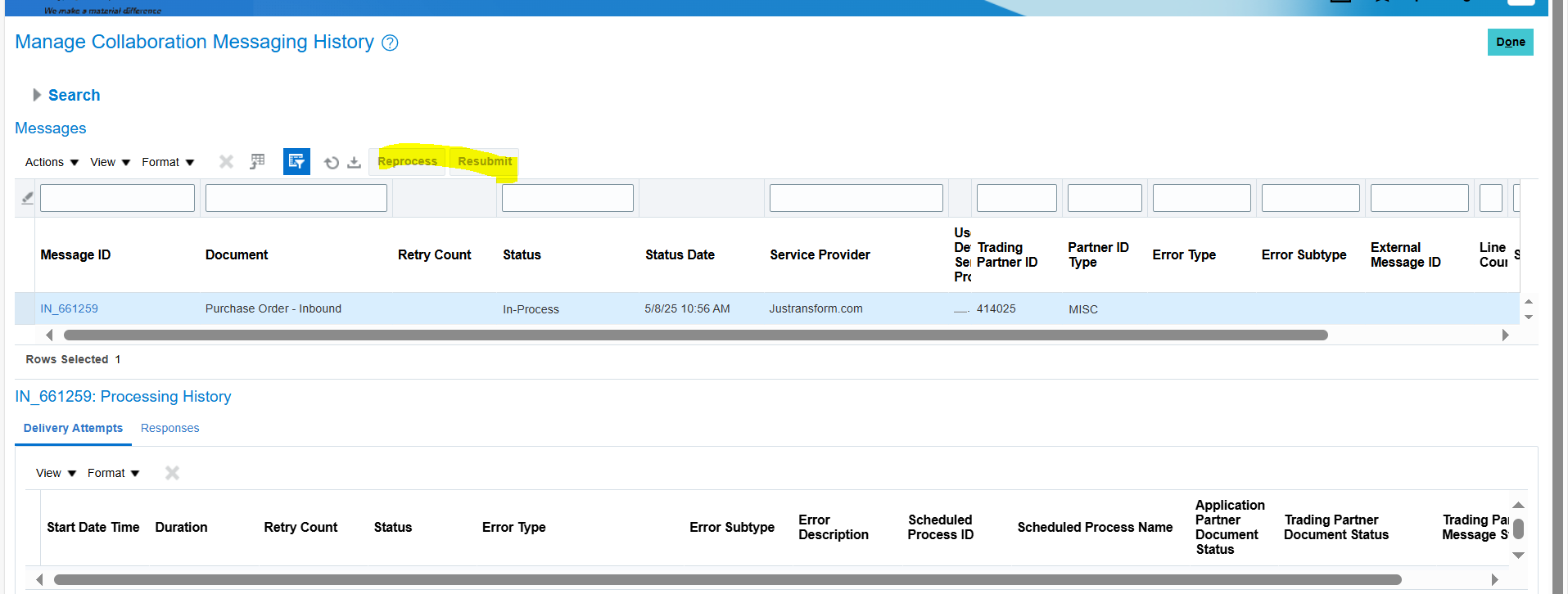 Resubmit "In Process" Orders in Collaboration Messaging History — Cloud ...