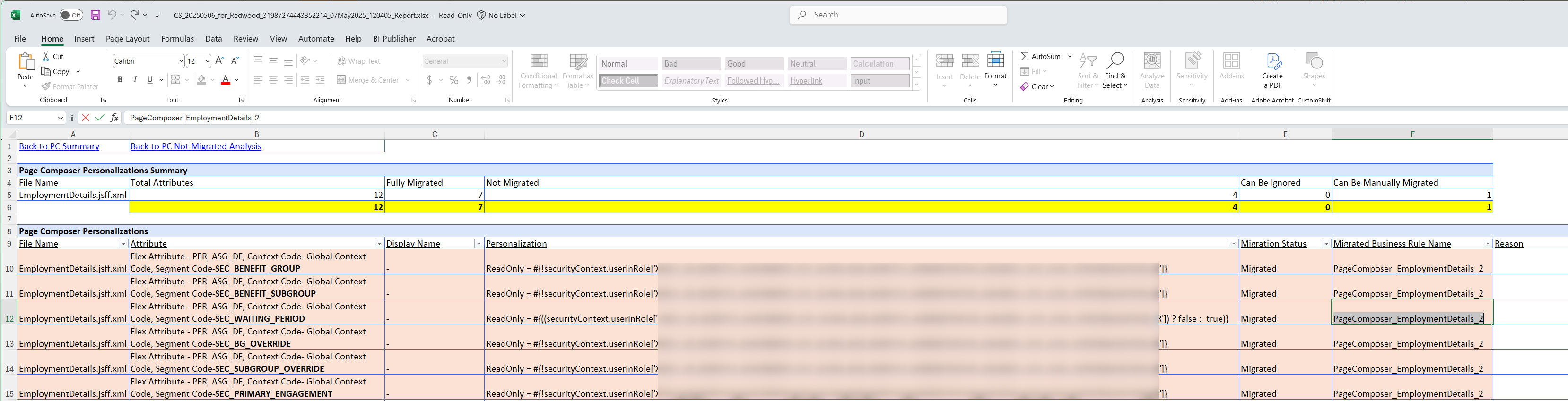 25B HCM Redwood Personalization Helper Tool Report Says Change Migrated ...
