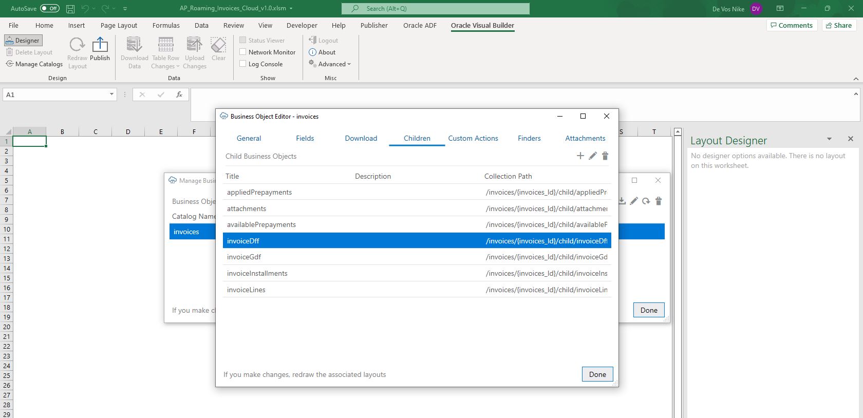invoiceDFF object missing when creating layout using the vbcs plugin for excel — Cloud Customer ...