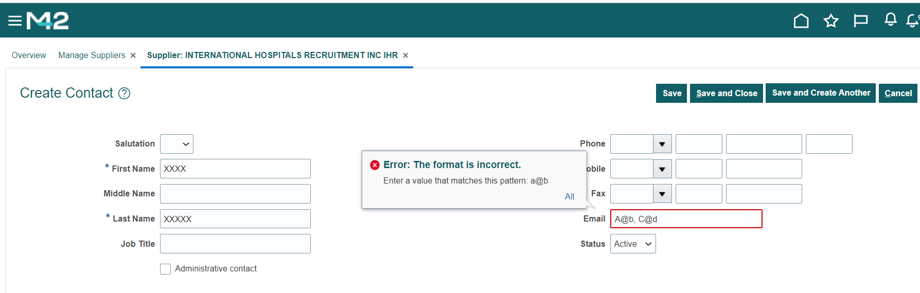 System Is Not Allowing To Add Multiple Email Id While Creating Supplier Contact — Cloud Customer