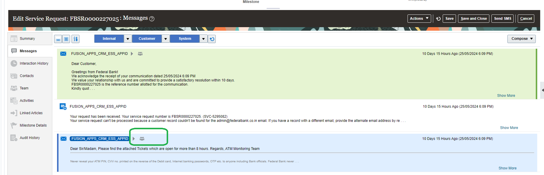 How can we View Email ID while hovering of the mouse pointer in Service ...