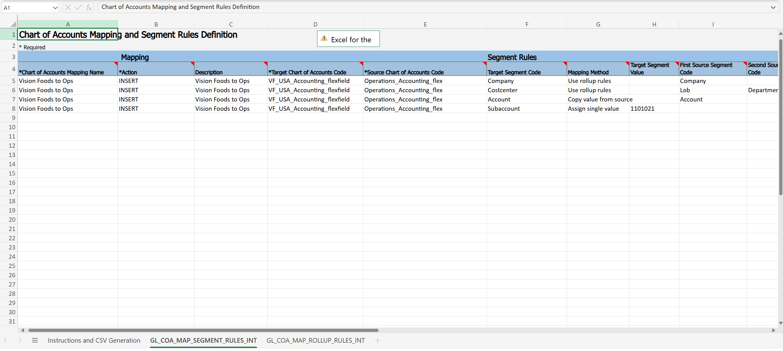 How To Populate The Fbdi Template Gl Mapping With Account Rules Option — Cloud Customer Connect