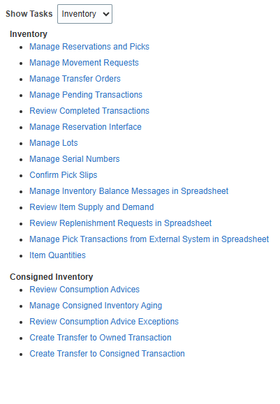 "Create subinventory transfer" doesnt appear in menu — Cloud Customer Connect