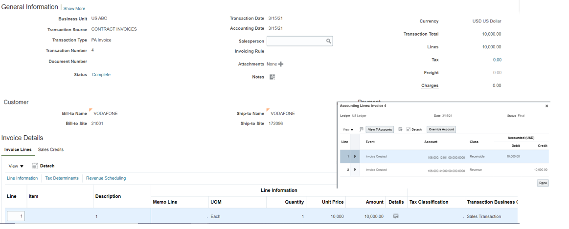 In AR for invoices with source= CONTRACT INVOICES, why is the Dr Acc ...