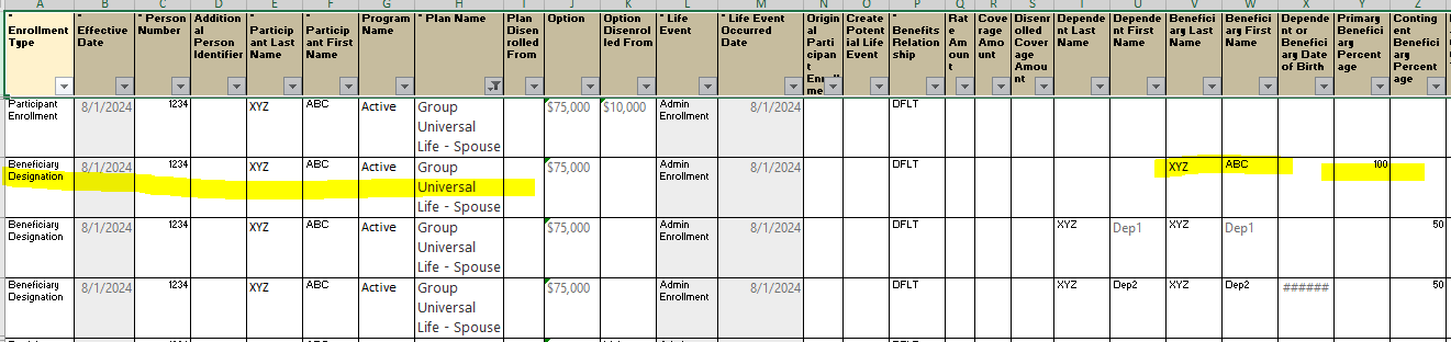 Beneficiary Designation Using Hsdl Is Not Working When Beneficiary Percentage Added For Person